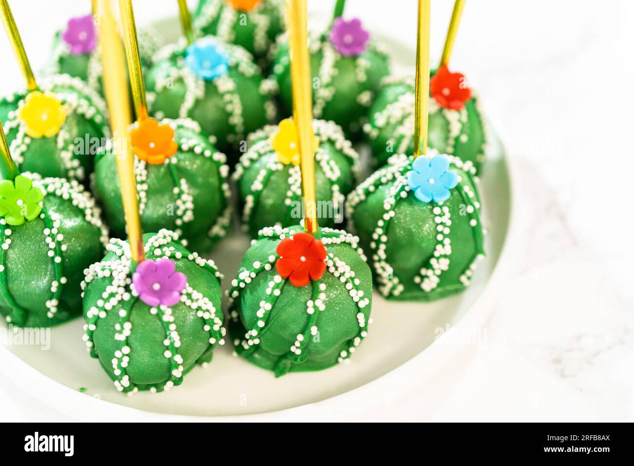 Delicious cactus cake pops for Cinco de Mayo celebration Stock Photo ...