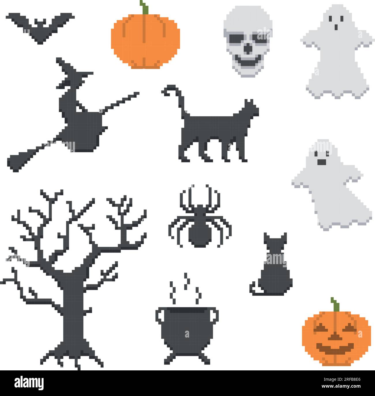 Set of Halloween pixelart objects Stock Vector Image & Art - Alamy