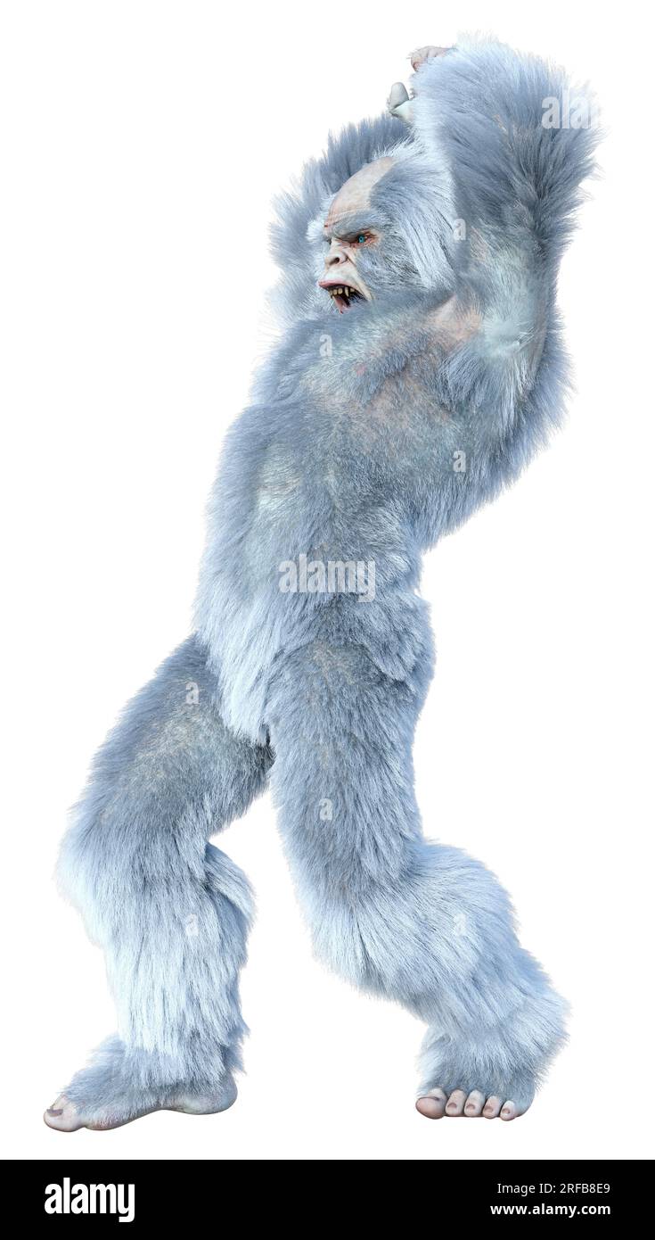 3D rendering of a fantasy creature yeti isolated on white background ...