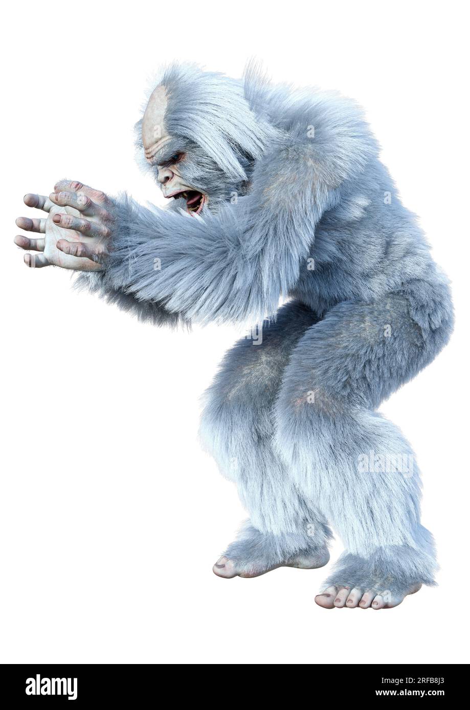 3D rendering of a fantasy creature yeti isolated on white background ...