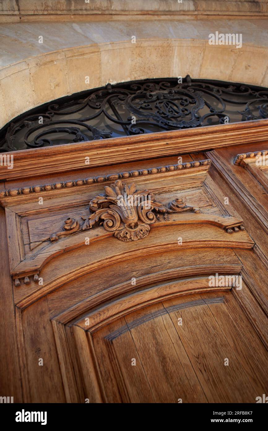Detail of a classic wooden door Stock Photo - Alamy