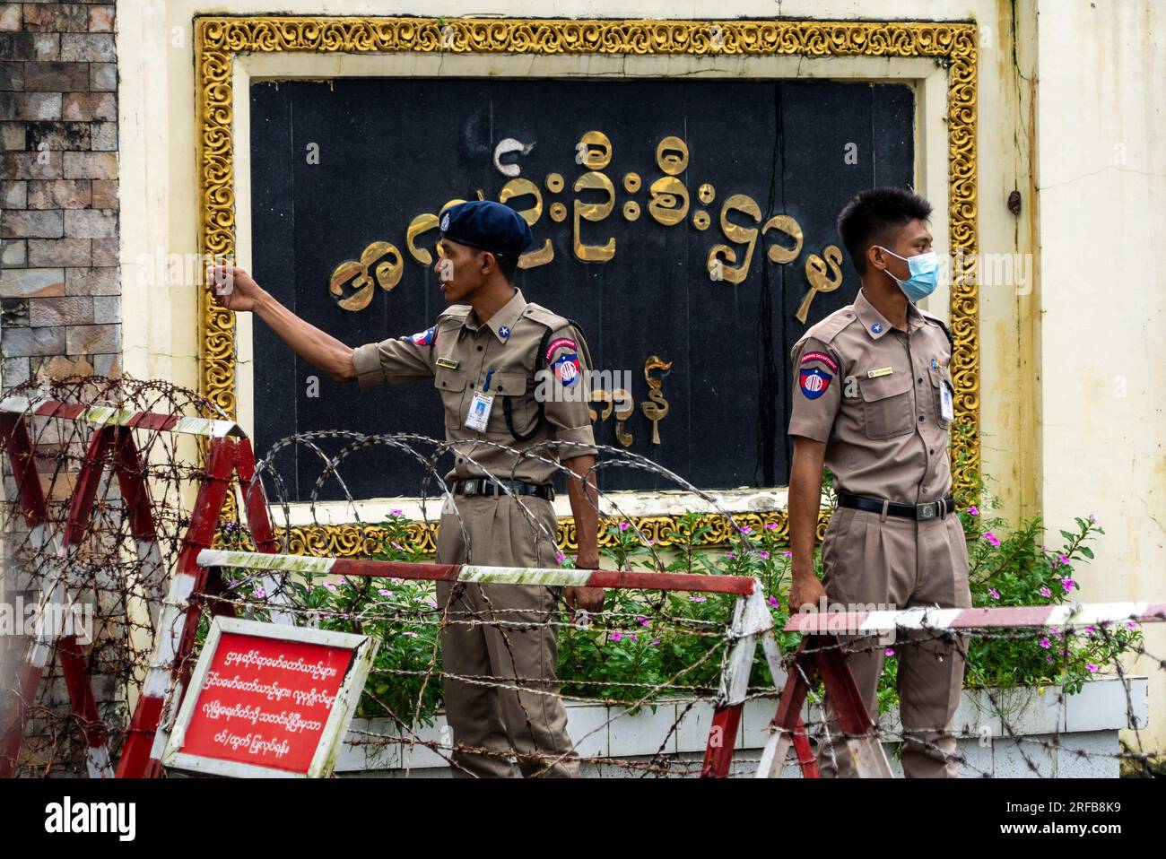 Yangon, Myanmar. 01st Aug, 2023. Prison officers prepare for the ...