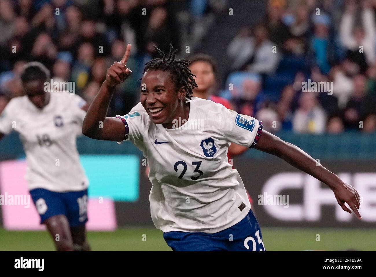 France's Vicki Becho celebrates after scoring her side's sixth goal ...