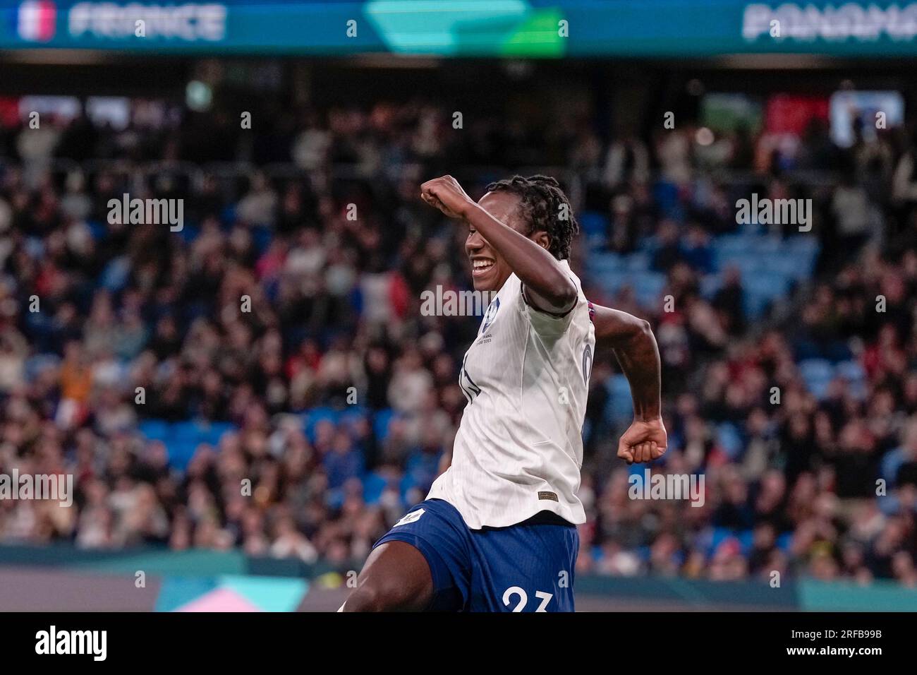 France's Vicki Becho celebrates after scoring her side's sixth goal ...
