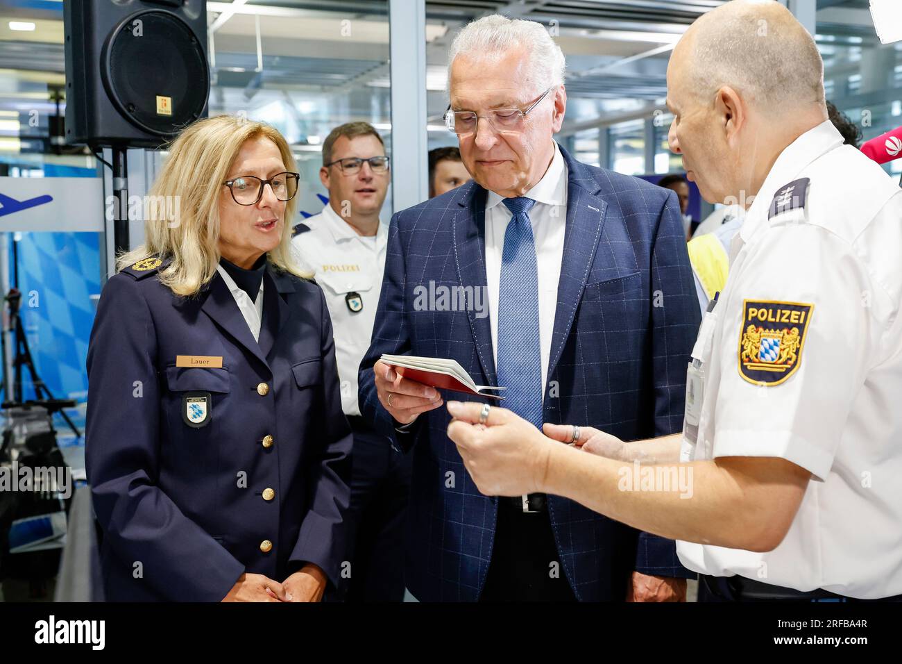 Nuremberg, Germany. 02nd Aug, 2023. The director of the Bavarian Border Police, Annette Lauer (l ...