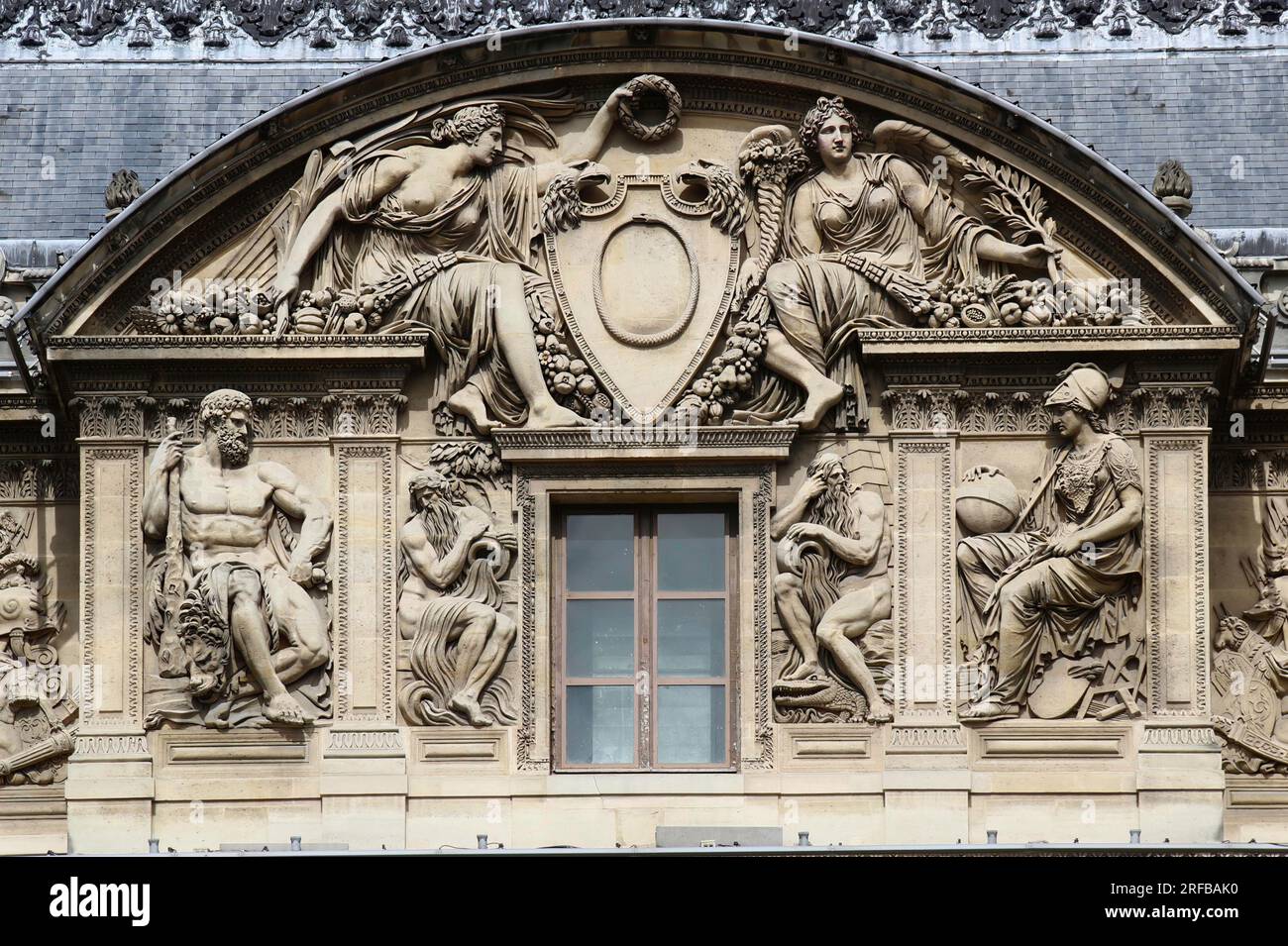 Some architectural details of the building that houses the Louvre ...