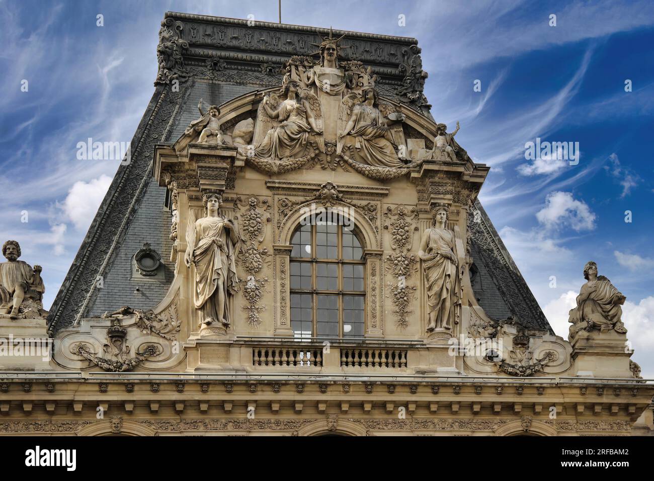 Some architectural details of the building that houses the Louvre ...