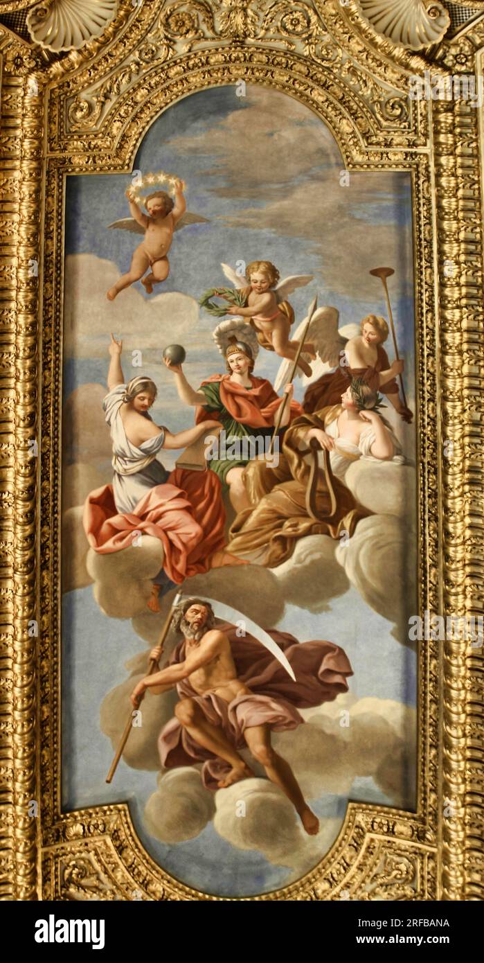 The sumptuous interior of the Louvre museum in Paris, France, stucco ...