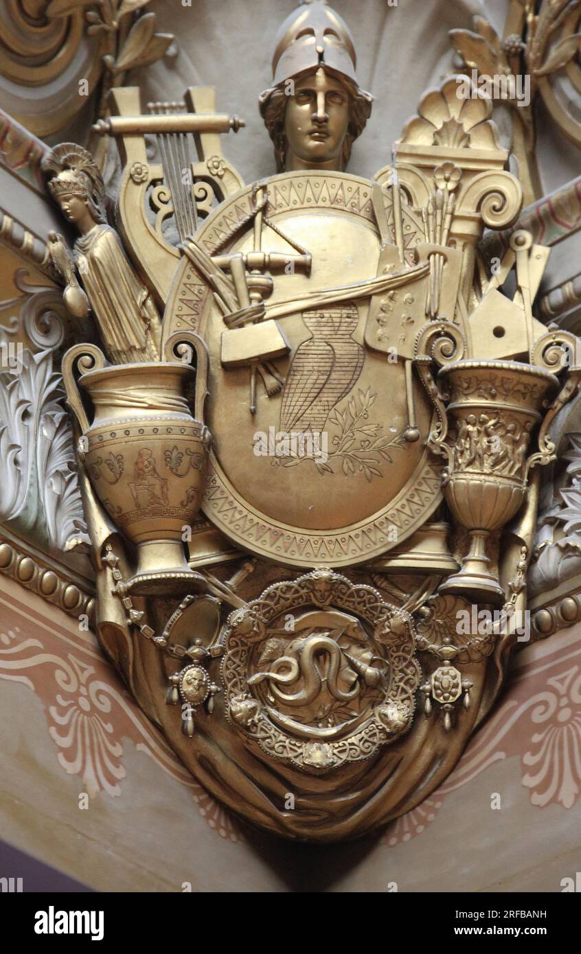 The sumptuous interior of the Louvre museum in Paris, France, stucco ...
