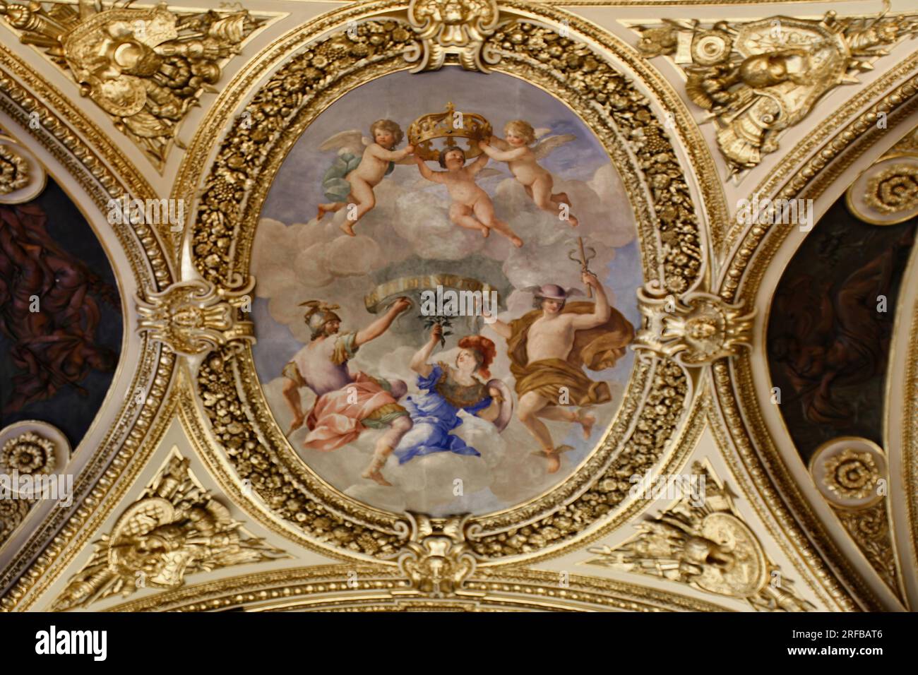 The sumptuous interior of the Louvre museum in Paris, France, stucco ...