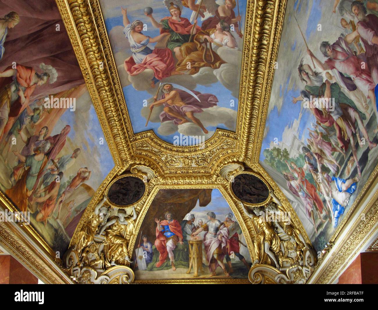 The sumptuous interior of the Louvre museum in Paris, France, stucco ...