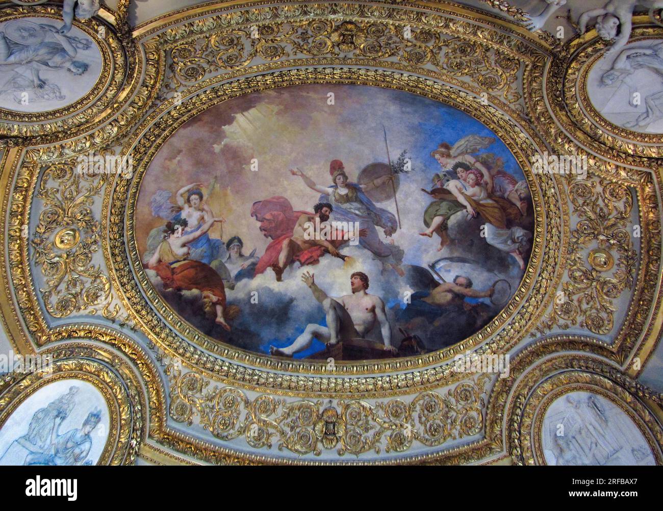 The sumptuous interior of the Louvre museum in Paris, France, stucco ...