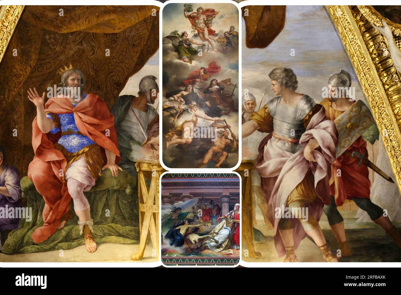 The sumptuous interior of the Louvre museum in Paris, France, stucco ...