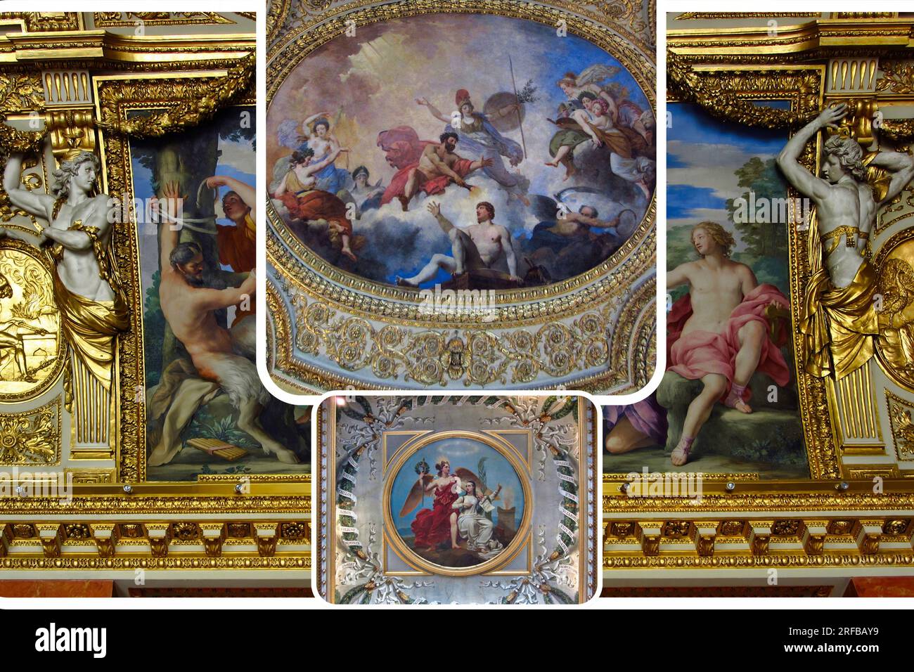 The sumptuous interior of the Louvre museum in Paris, France, stucco ...