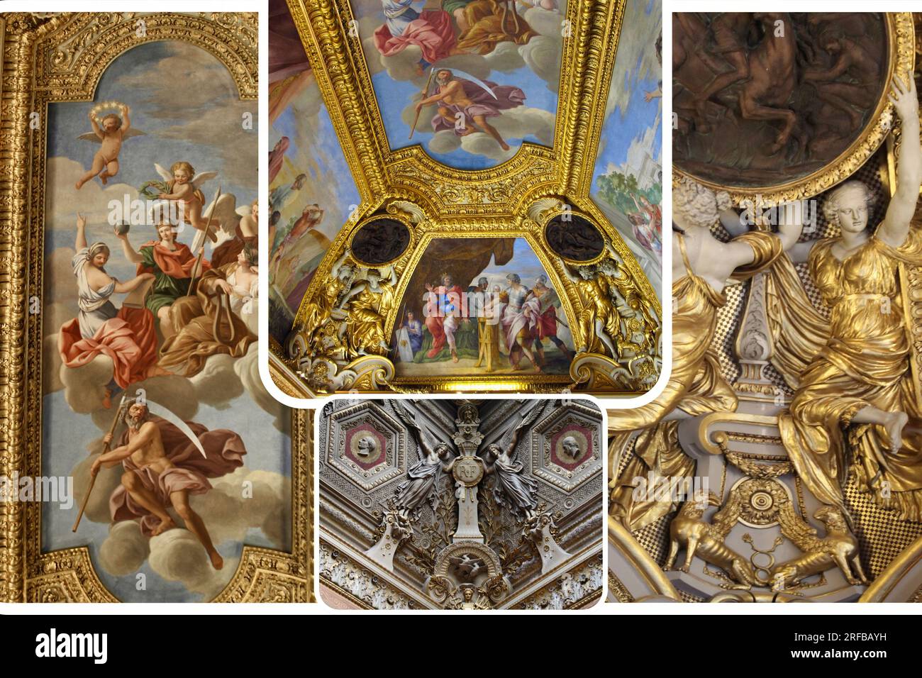 The sumptuous interior of the Louvre museum in Paris, France, stucco ...