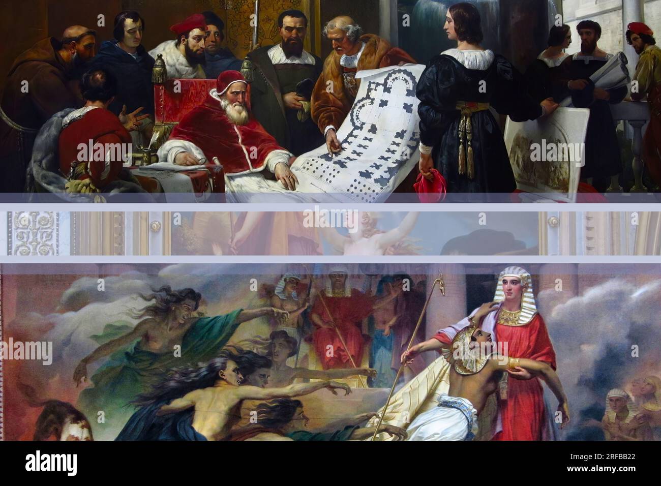 The sumptuous interior of the Louvre museum in Paris, France, stucco ...