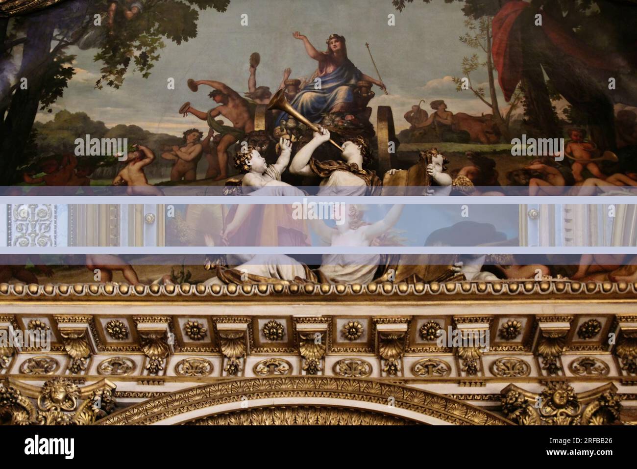 The sumptuous interior of the Louvre museum in Paris, France, stucco ...