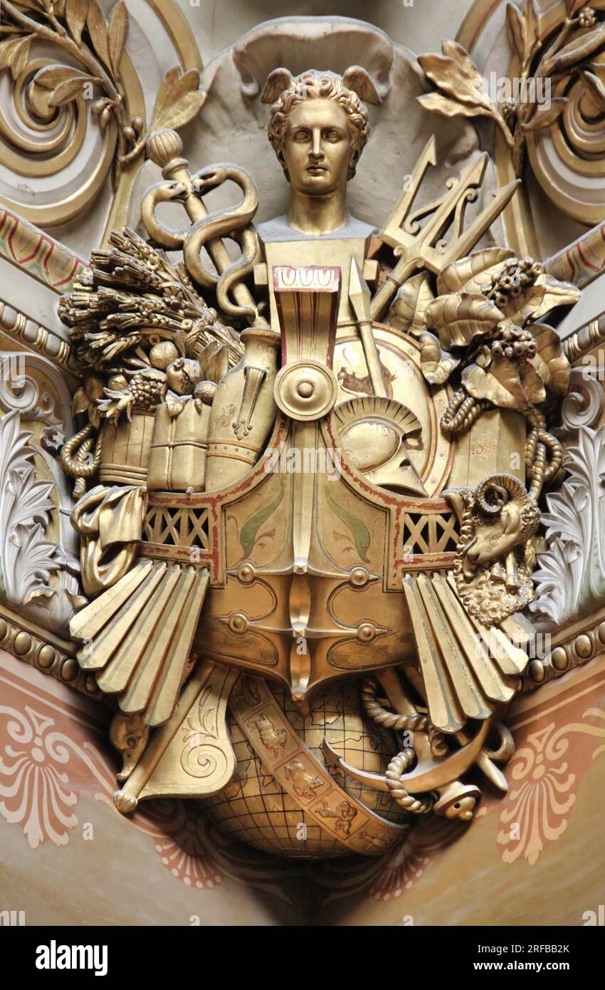 The sumptuous interior of the Louvre museum in Paris, France, stucco ...