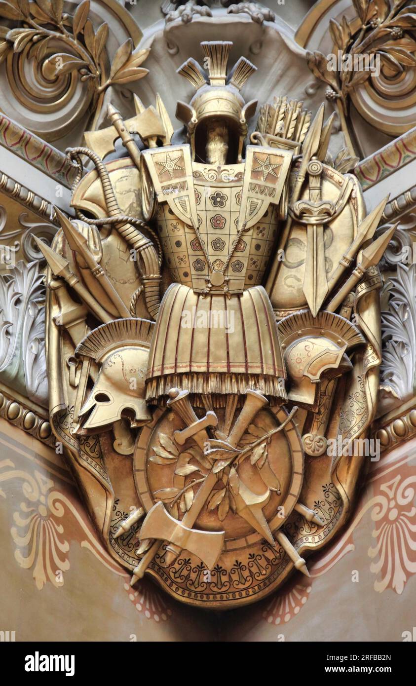 The sumptuous interior of the Louvre museum in Paris, France, stucco ...