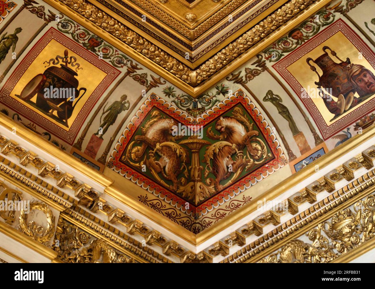 The sumptuous interior of the Louvre museum in Paris, France, stucco ...