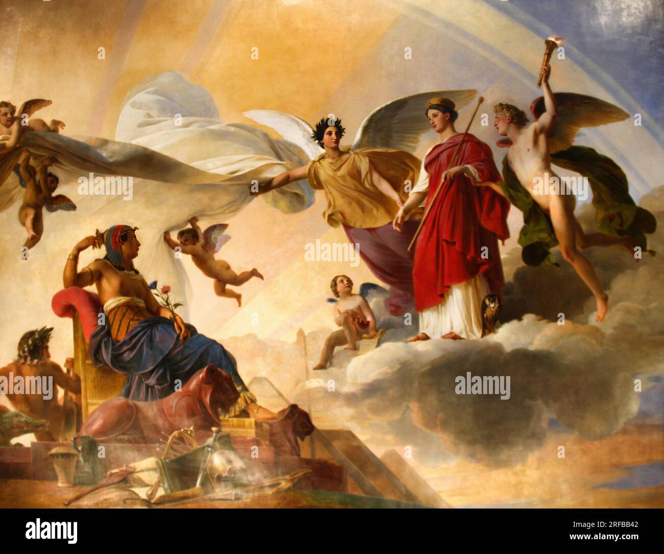 The sumptuous interior of the Louvre museum in Paris, France, stucco ...