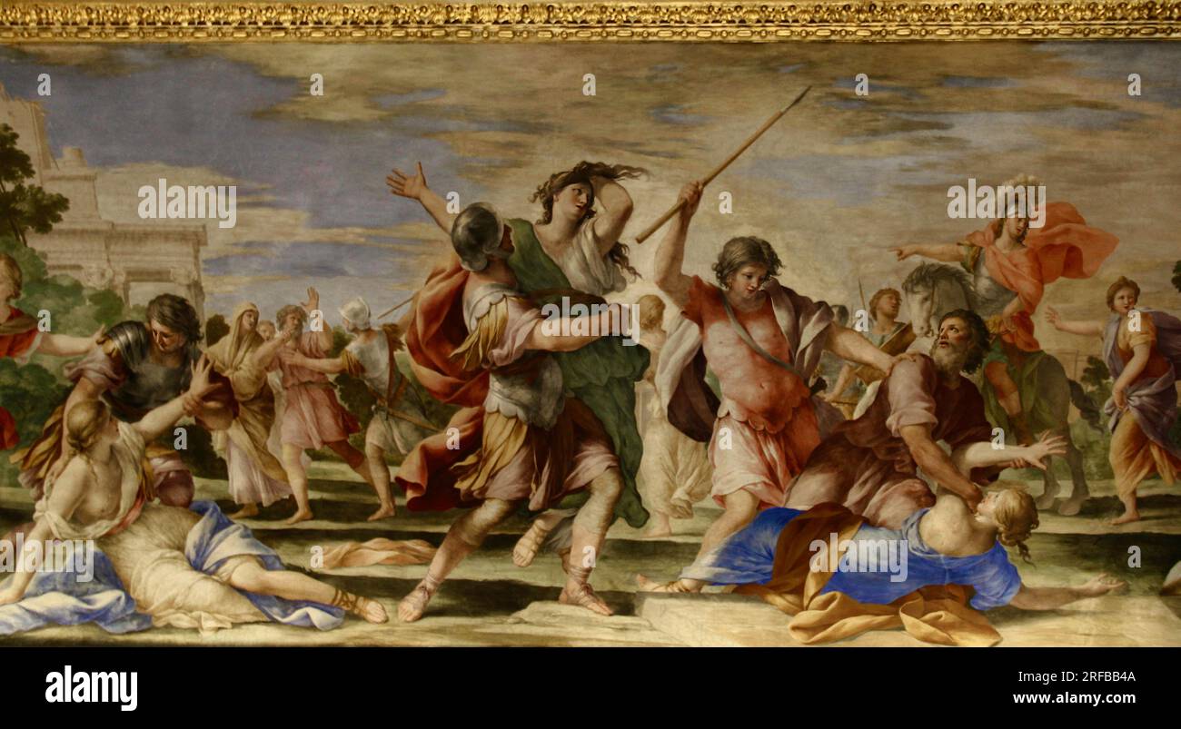 The sumptuous interior of the Louvre museum in Paris, France, stucco ...