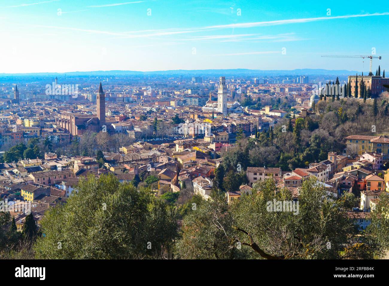 Scenic view of Verona city,Northern Italy seen from Panoramic path ...