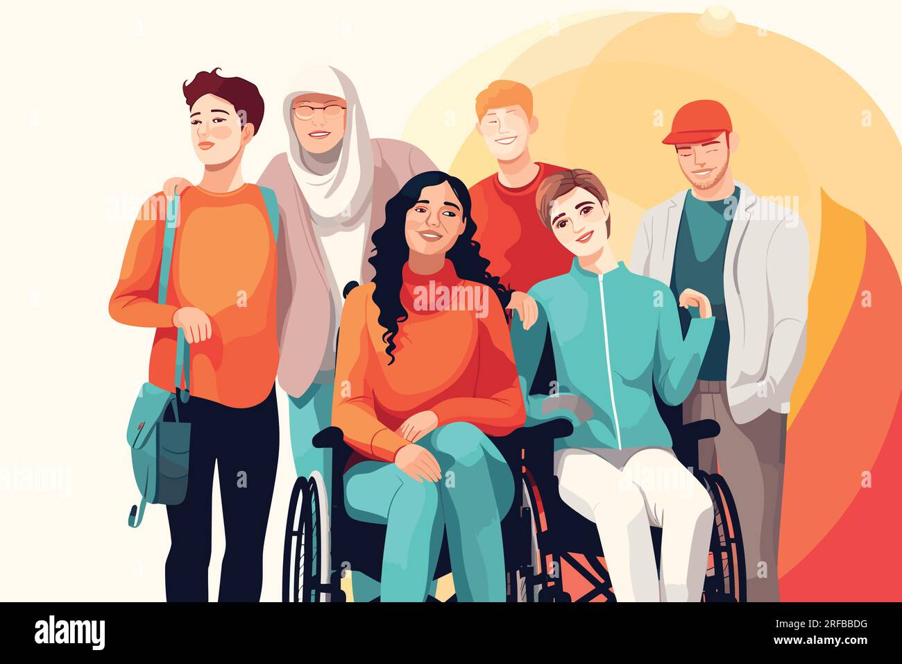 Group diversity wheelchair Stock Vector Images - Alamy