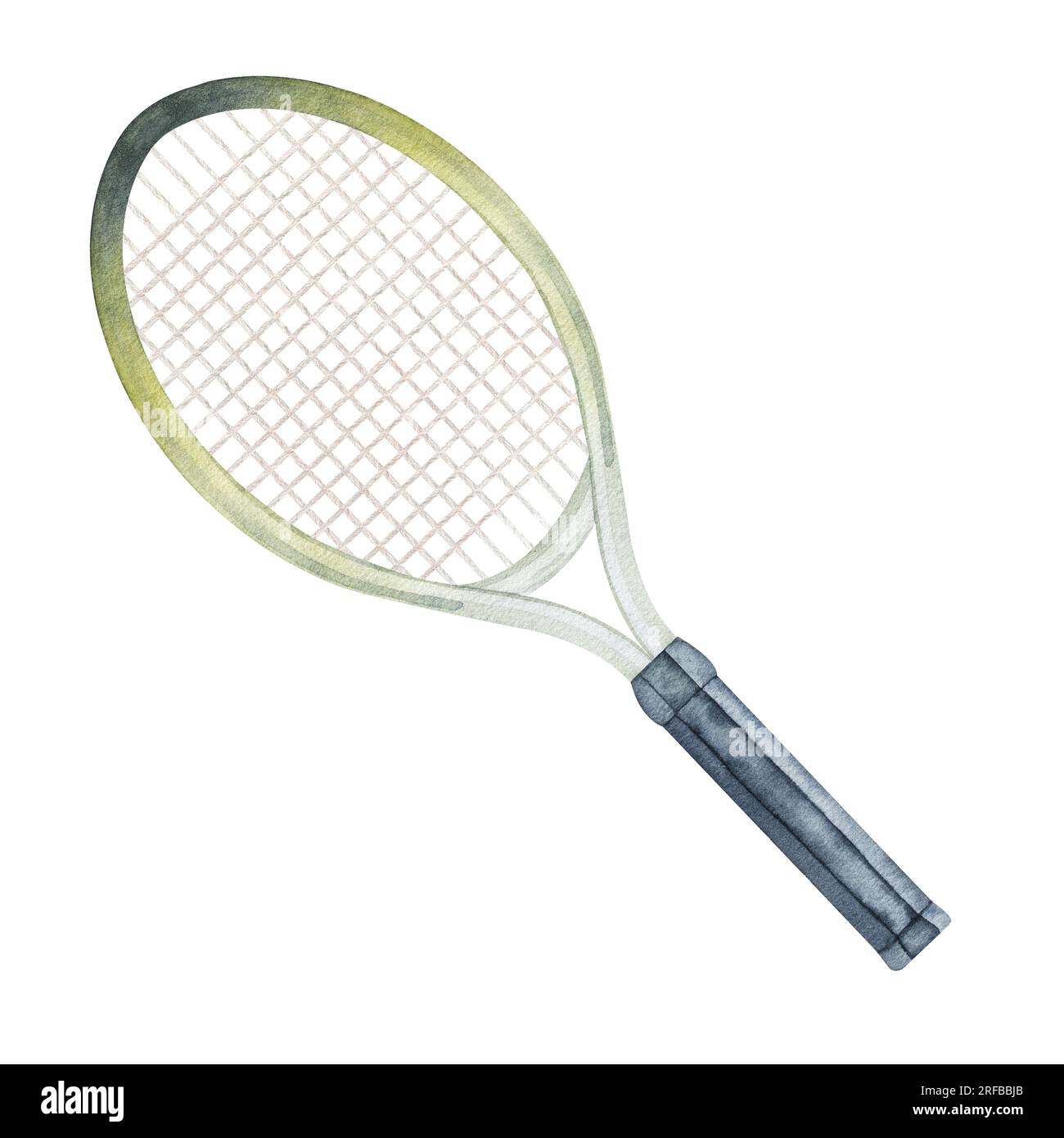 Watercolor racquet for tennis. Hand-drawn and isolated on a white ...