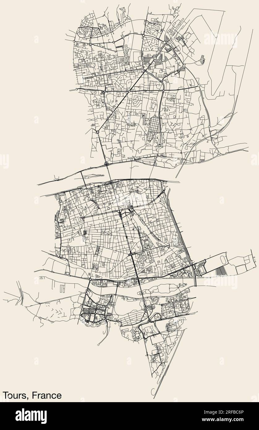 Street roads map of TOURS, FRANCE Stock Vector Image & Art - Alamy