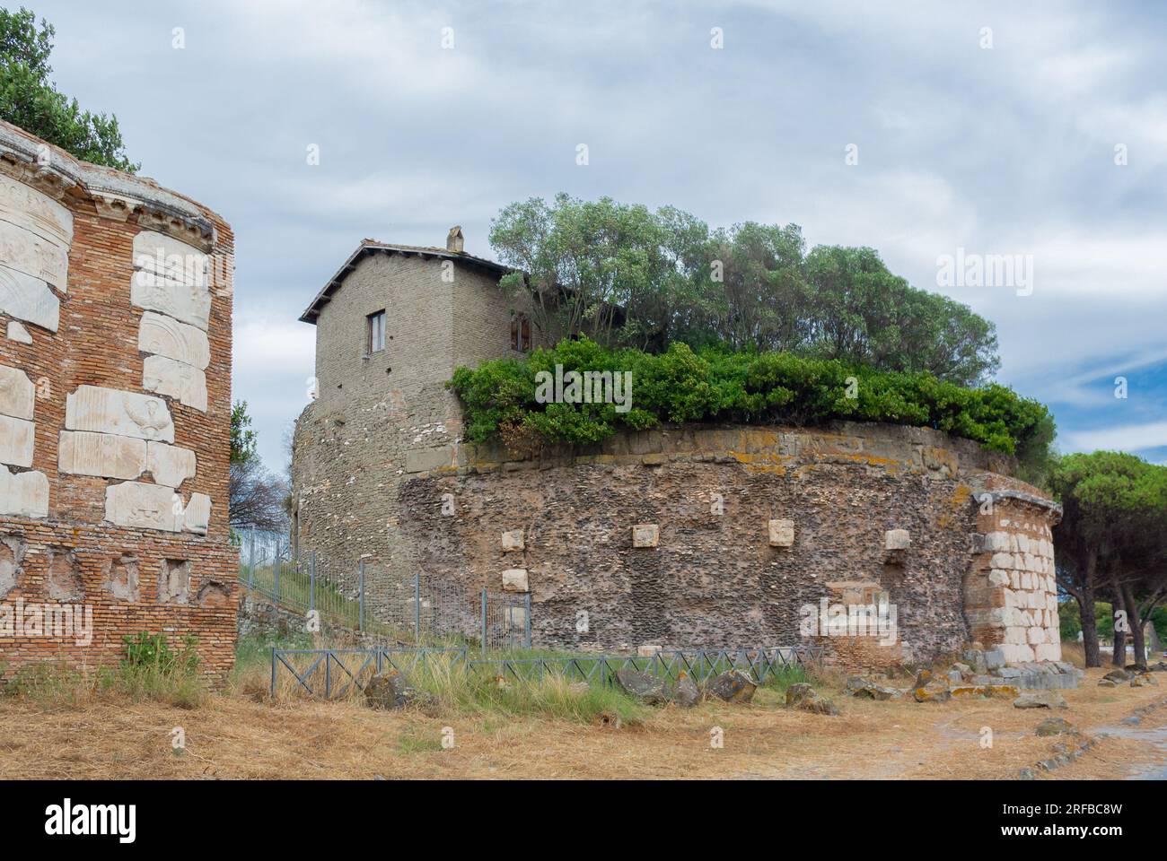 Rome, Lazio, Italy, Casal Rotondo is the largest tomb on the Appian Way ...