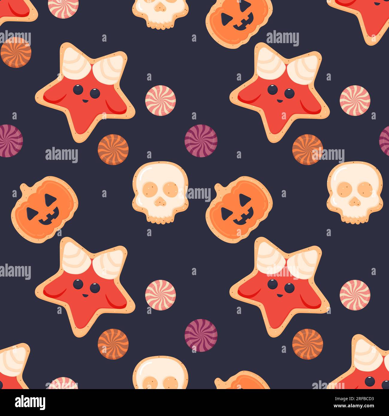 Halloween seamless cookie pattern seamless pattern satan candy cookies ...