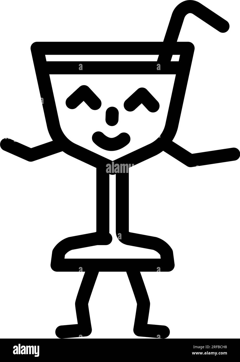 cocktail character retro music line icon vector illustration Stock ...