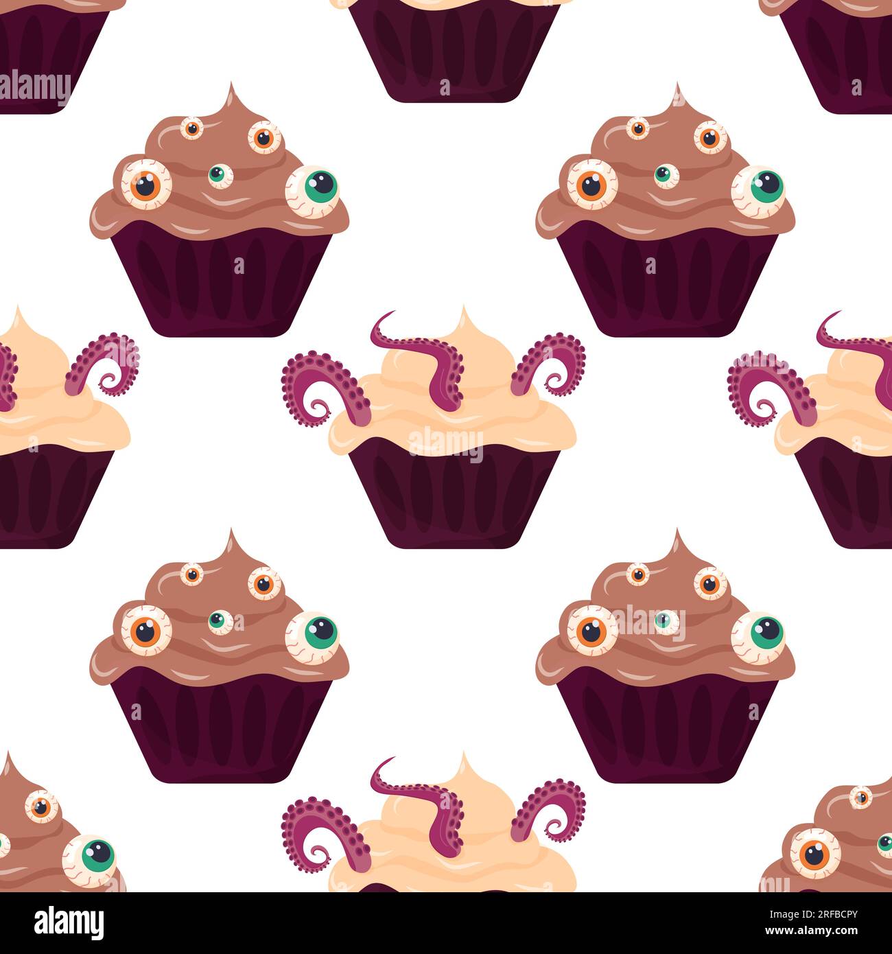 Halloween candy cookies cupcakes pattern seamless. Vector illustration ...