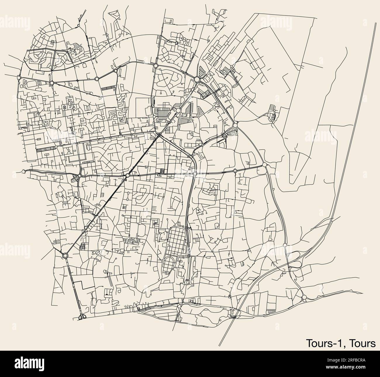 Street roads map of the TOURS-1 CANTON, TOURS Stock Vector Image & Art ...
