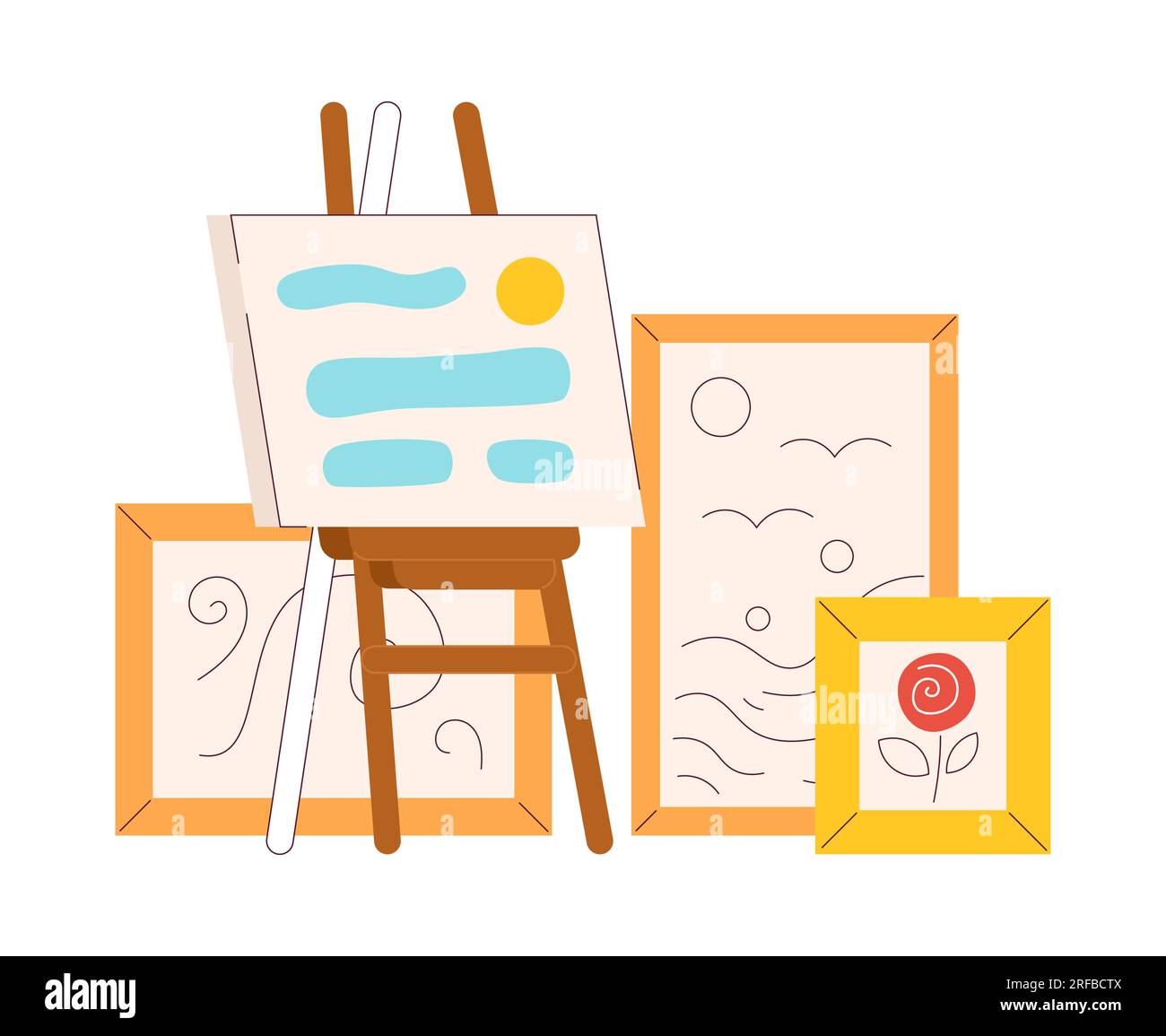 Abstract paintings semi flat colour vector object Stock Vector Image ...