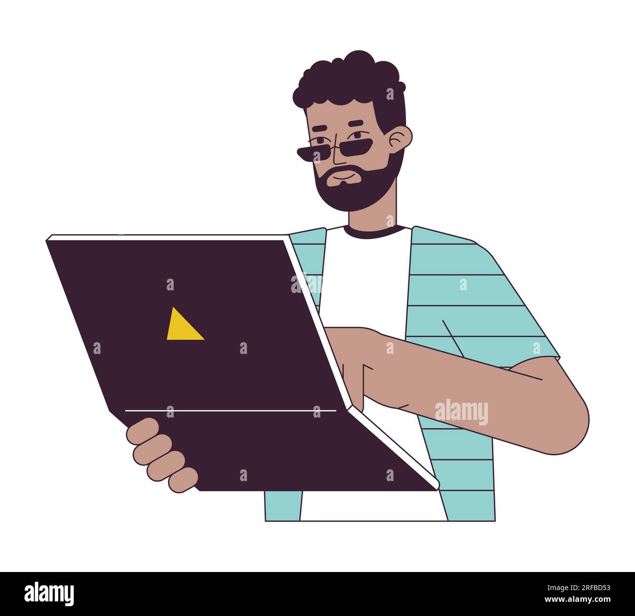 African American Web Developer Flat Line Color Vector Character Stock Vector Image And Art Alamy
