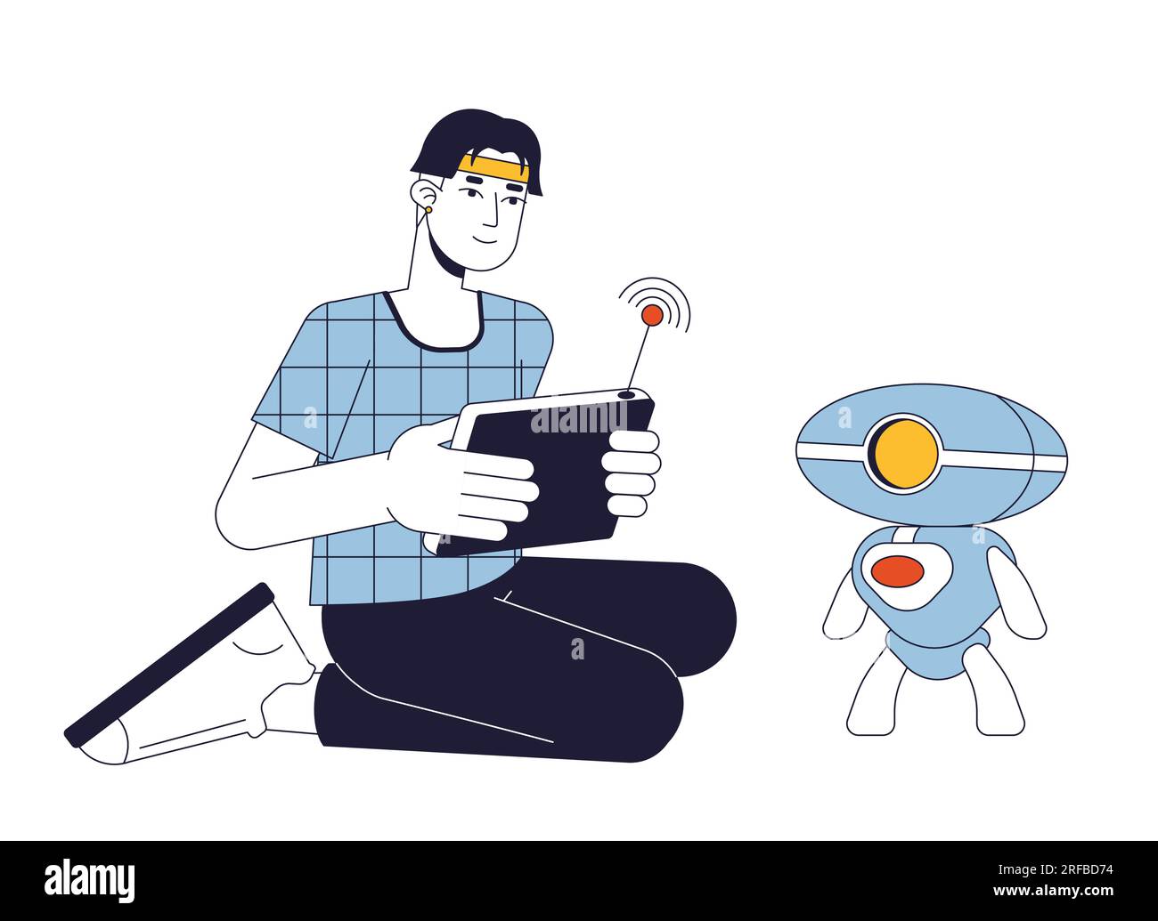 Robotics engineer flat line concept vector spot illustration Stock ...