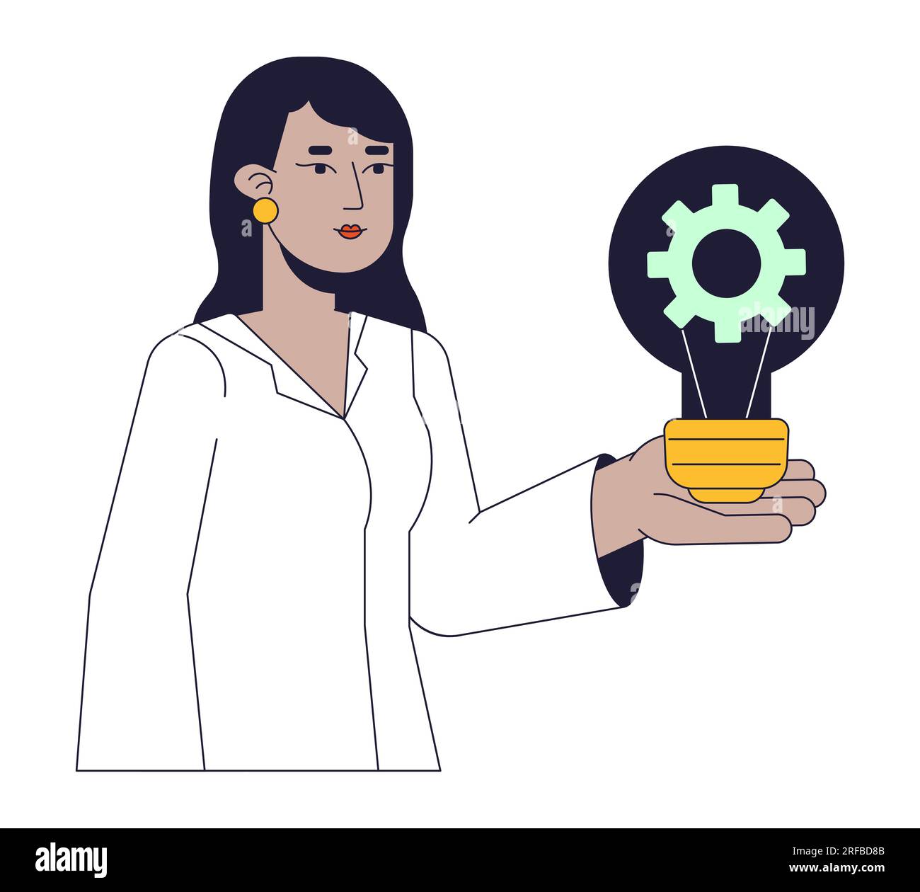Female engineer flat line concept vector spot illustration Stock Vector ...