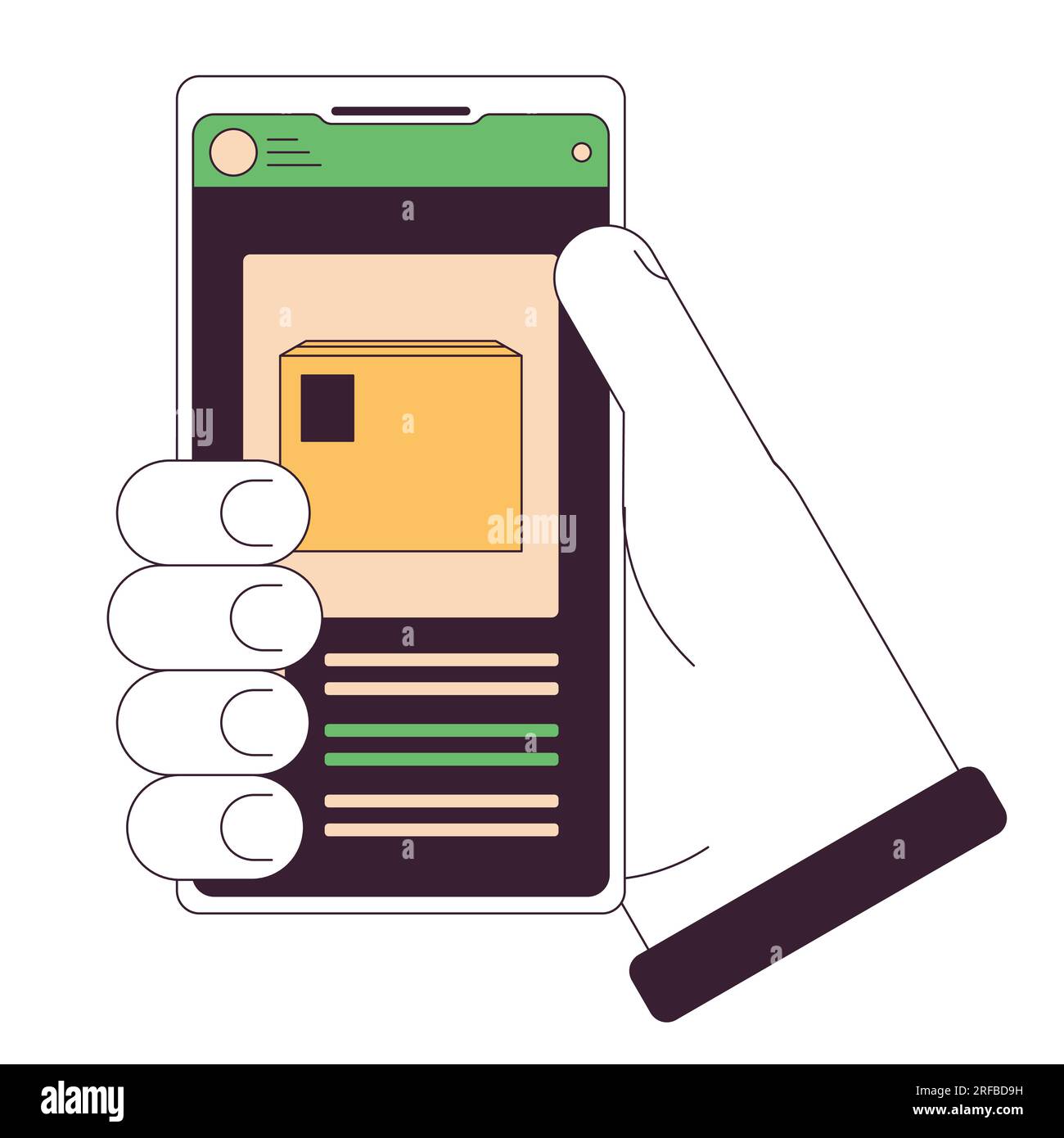 Tracking package flat line concept vector spot illustration Stock ...
