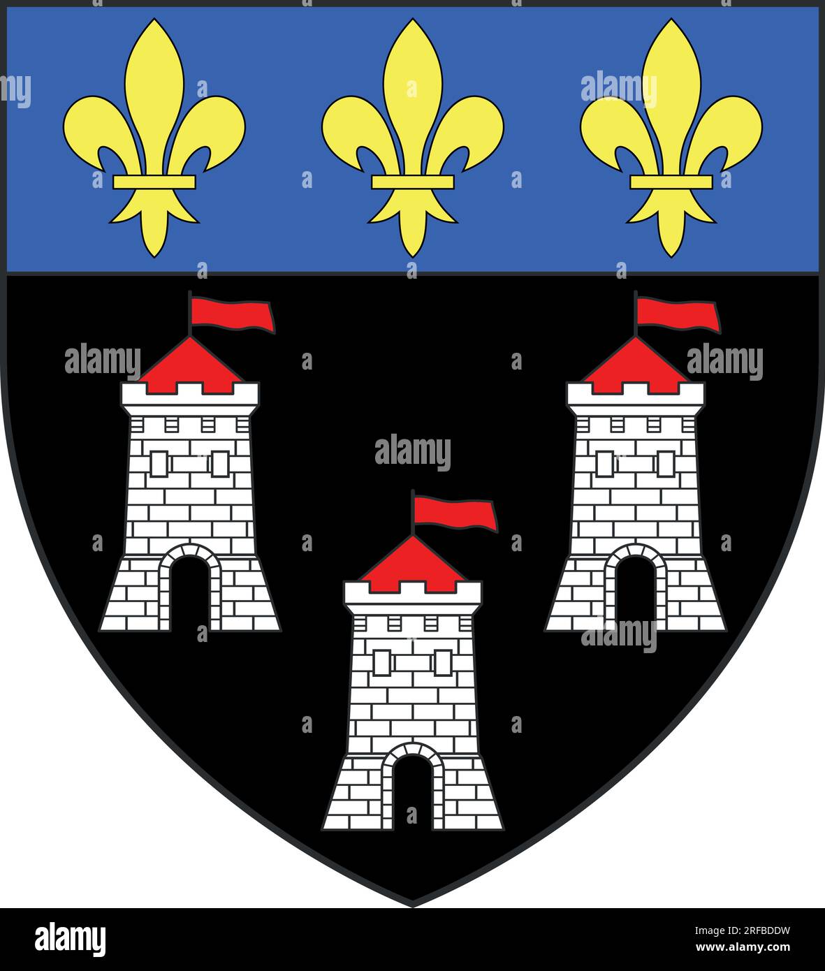 Official coat of arms vector illustration of the French city of TOURS ...