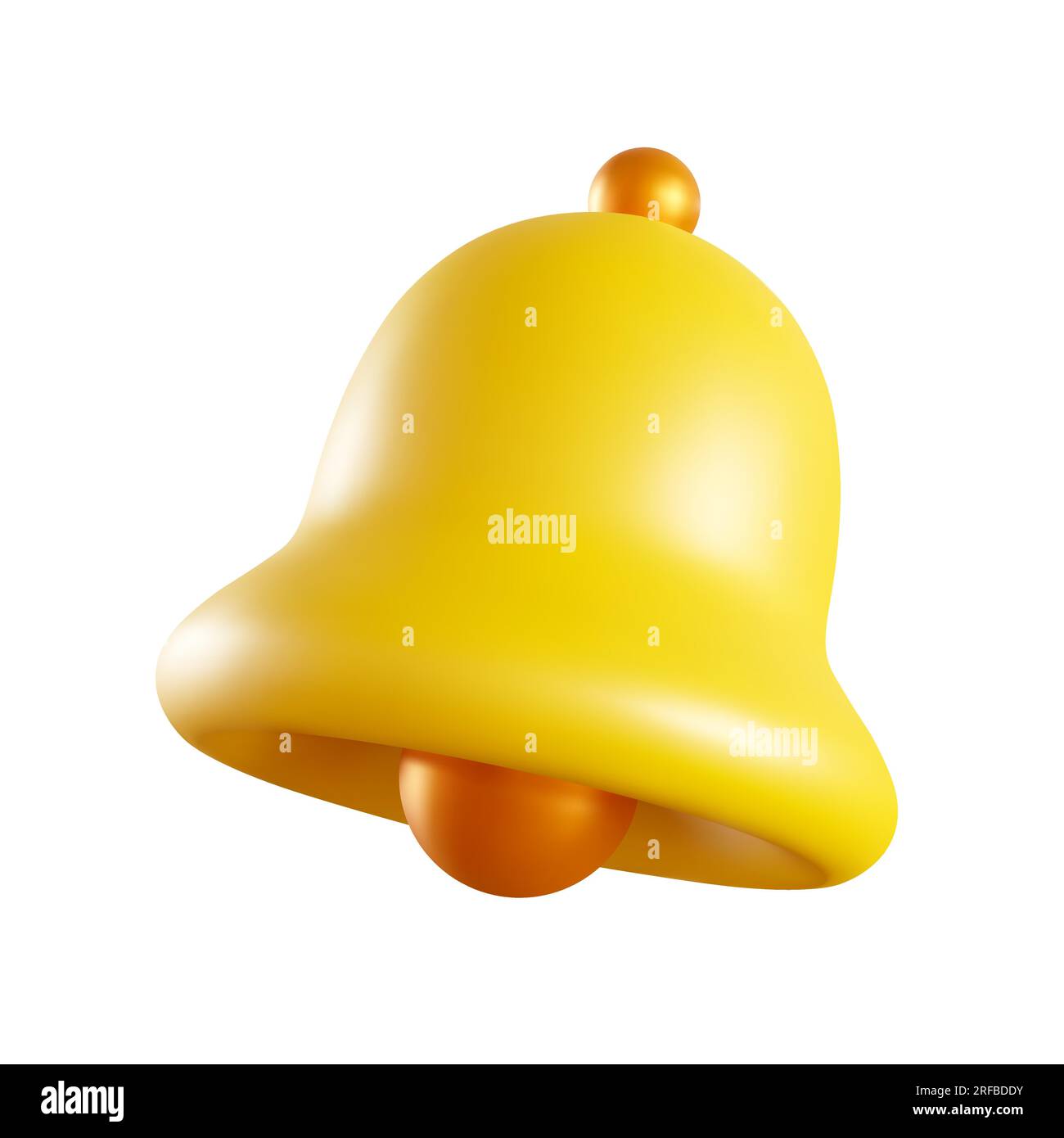 Realistic notification bell in 3D style. Yellow ringing bell isolated ...