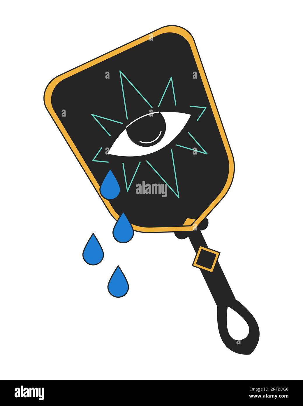 Mystical mirror with crying evil eye flat line color isolated ...