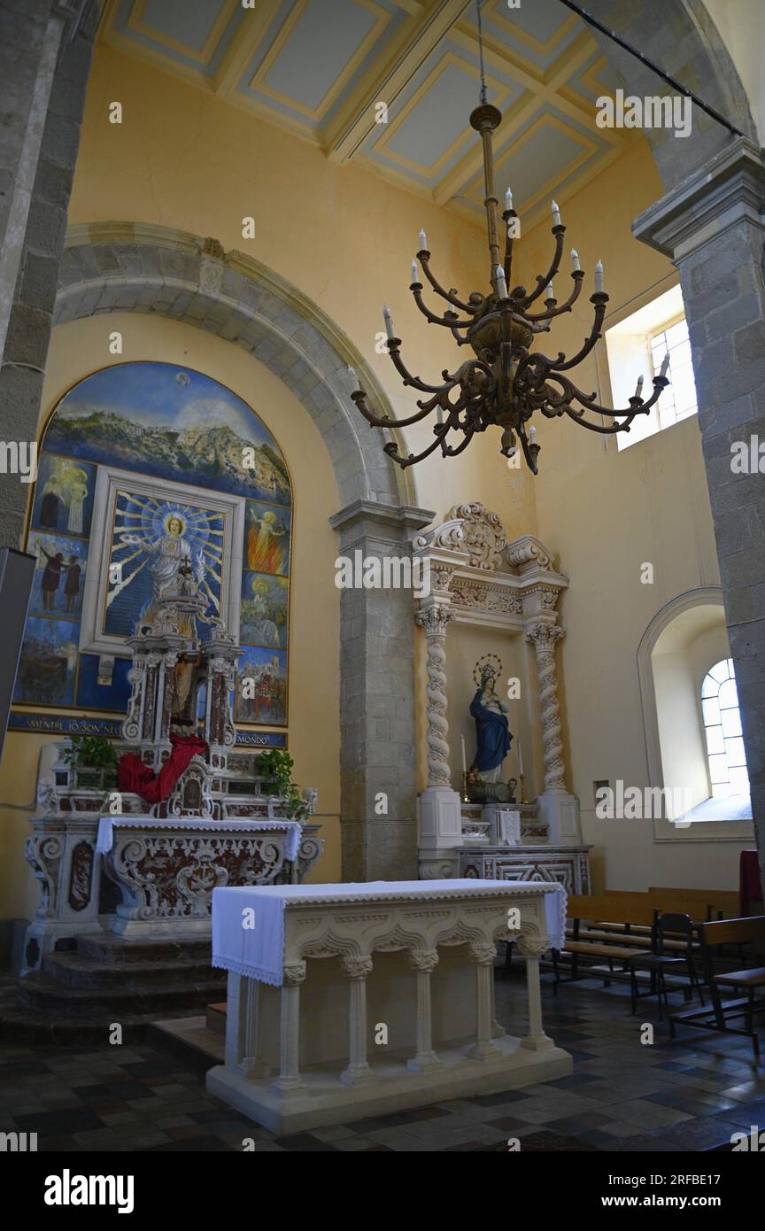 Scenic altar view of the Siculo-Norman style Chiesa di San Nicolò with ...