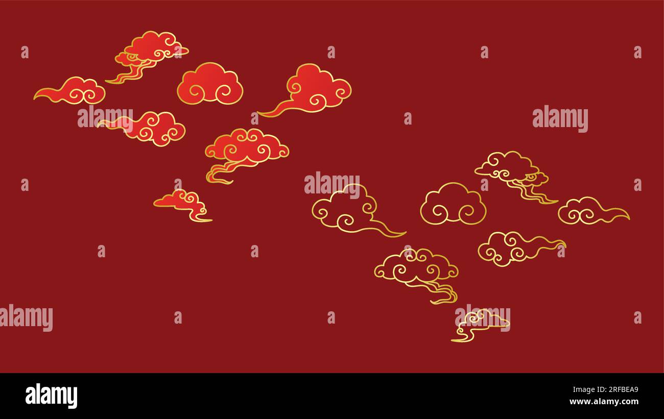 Traditional chinese golden clouds vector set. Auspicious chinese clouds ...