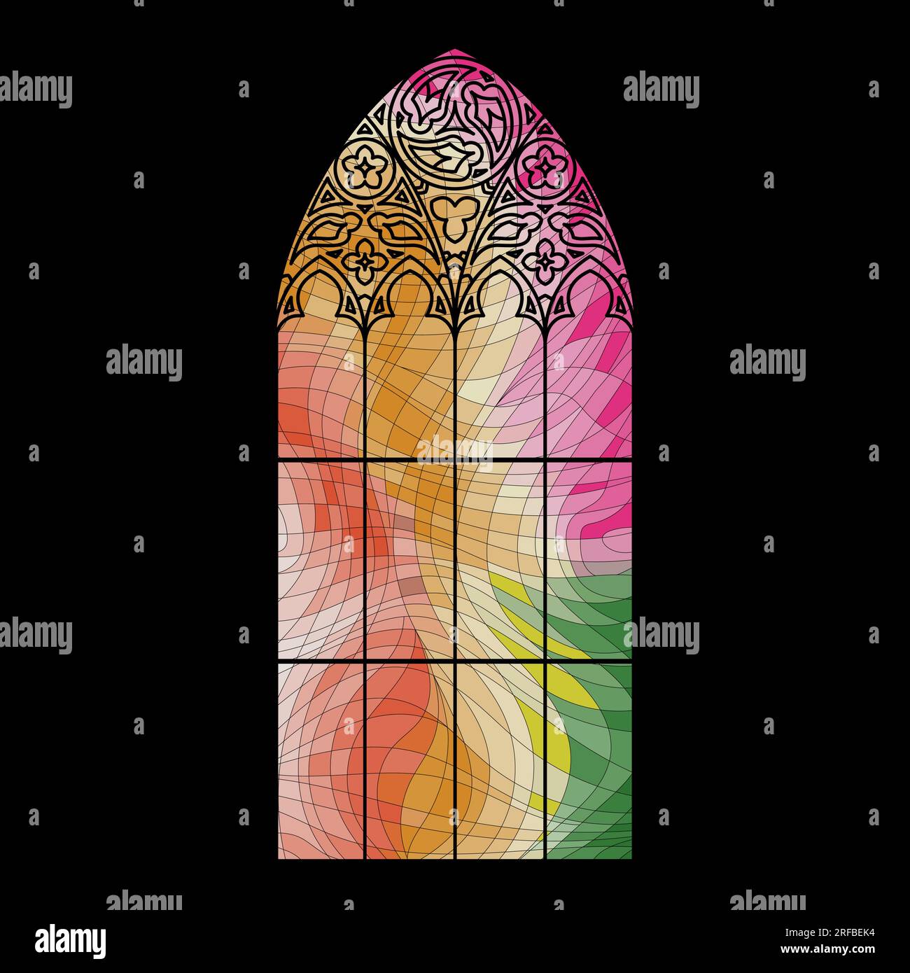 Church glass mosaic. Color abstract picture on black background Stock ...