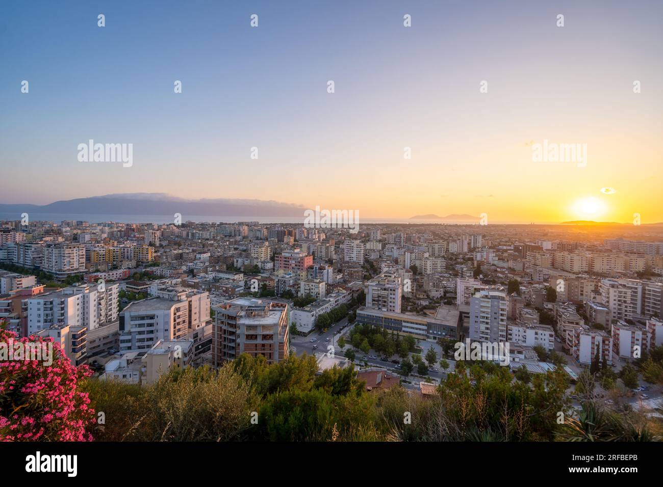 Albania- Vlora- cityscape as seen from hill Kuzum Baba Stock Photo - Alamy