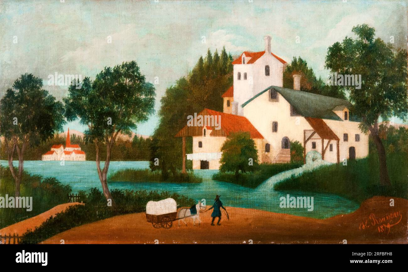 Henri Rousseau, Landscape with Watermill, painting 1879 Stock Photo - Alamy