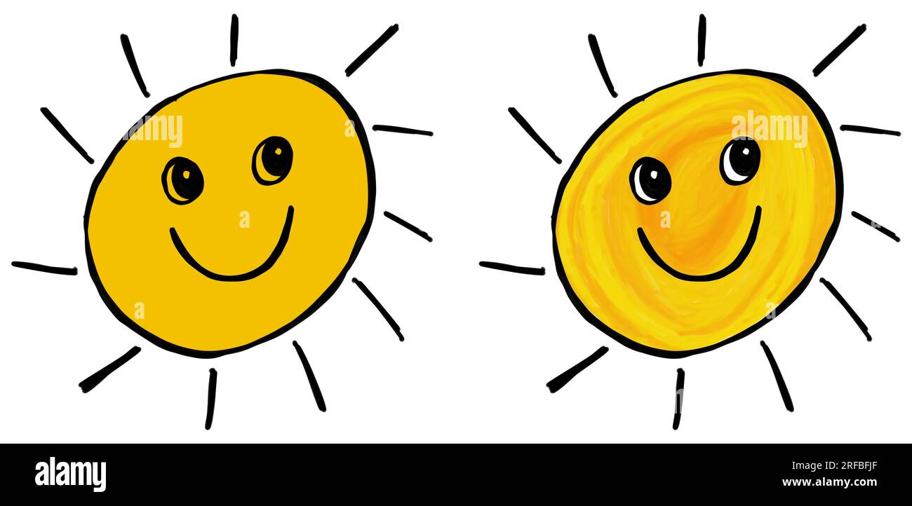 Simple hand drawn yellow sun hi-res stock photography and images - Alamy