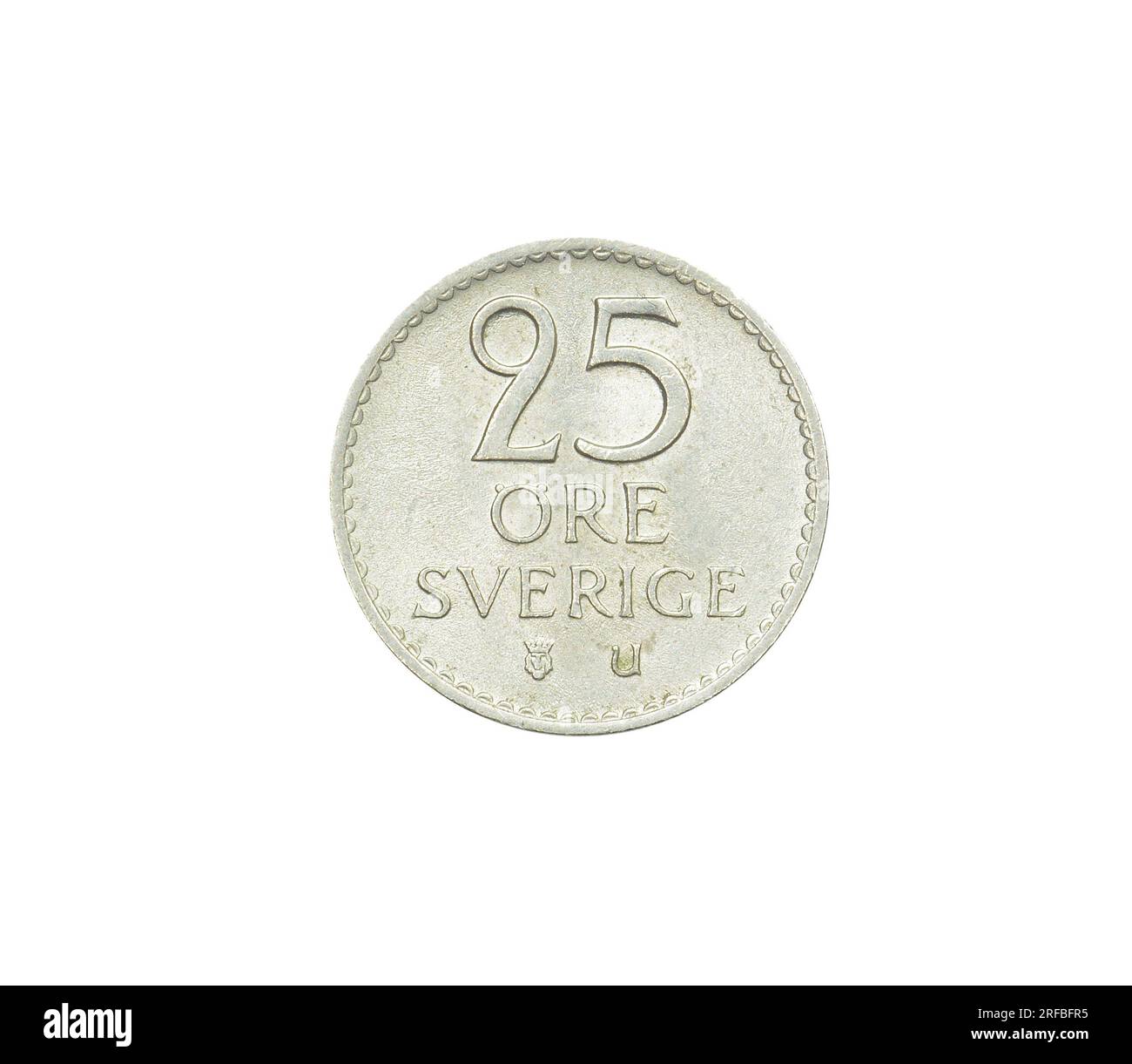 Reverse of 25 Ore coin made by Sweden, that shows Numeral value Stock ...